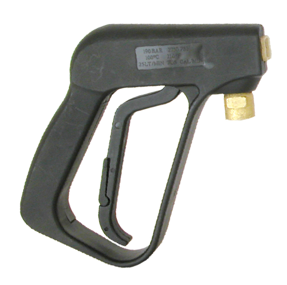 Trigger guns for pressure washers are used to start and stop water flow.